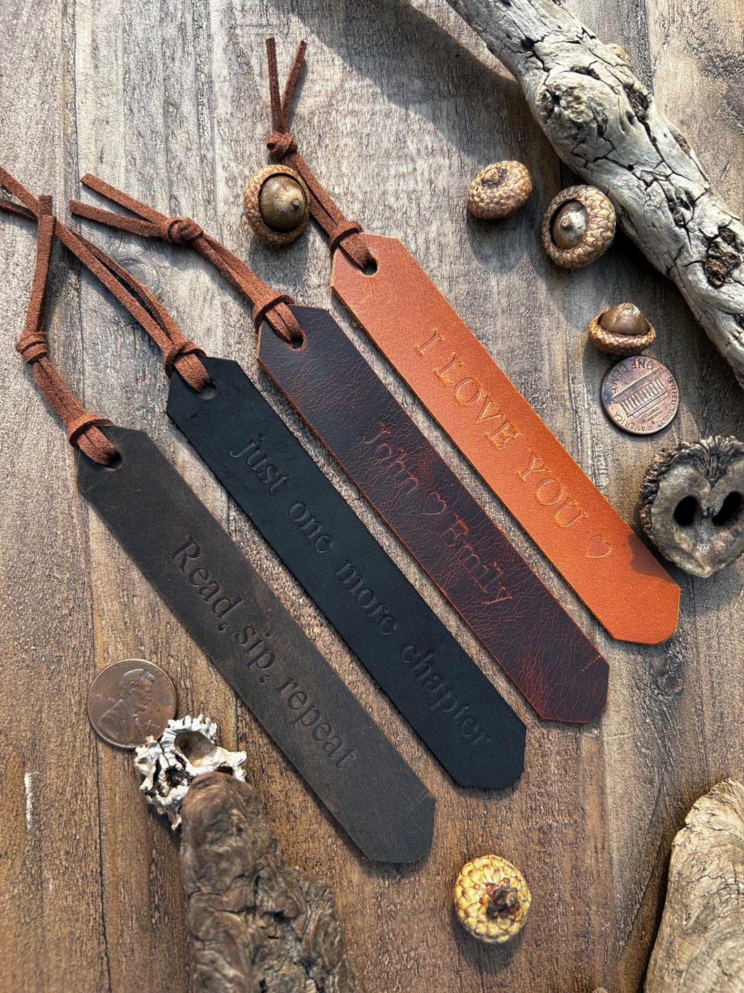 Personalized Leather Bookmark: Engraved Genuine Cowhide, Gift for ...
