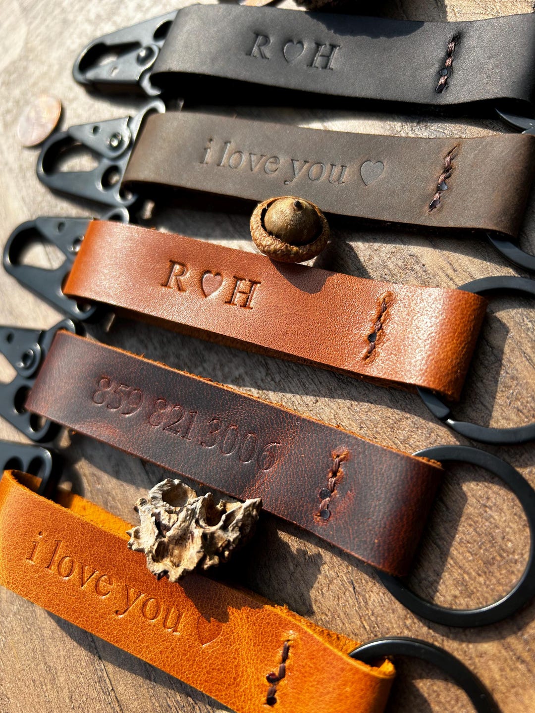 Personalized Leather Keychain | Handstitched | Valentines Day Gift for ...