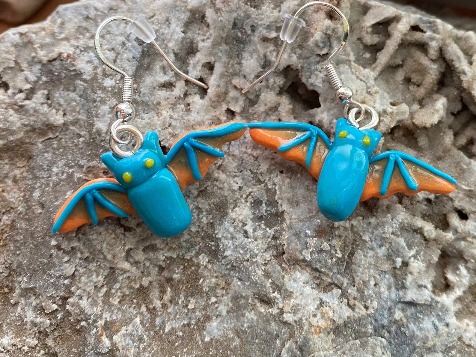 Cute Colorful Polymer Clay Bat Dangle Earrings - Etsy