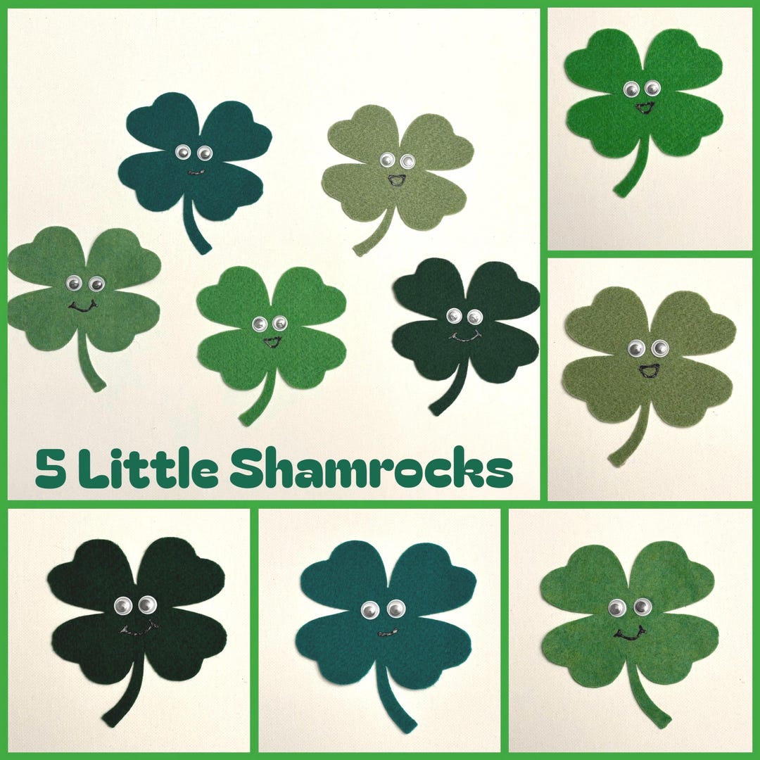 5 Green Shamrocks//felt Board Story //felt Set // Circle Time ...