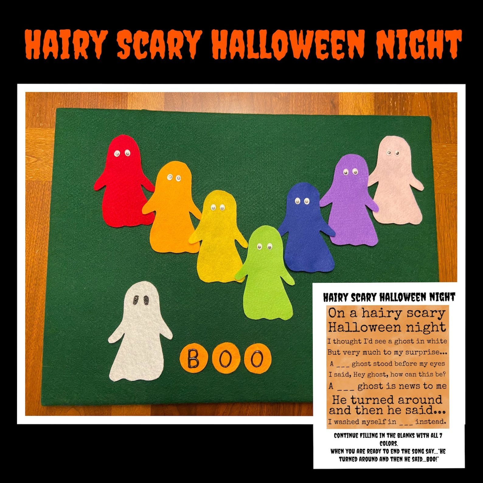 Hairy Scary Halloween Night- Ghost Felt Song //felt Board Story //felt ...