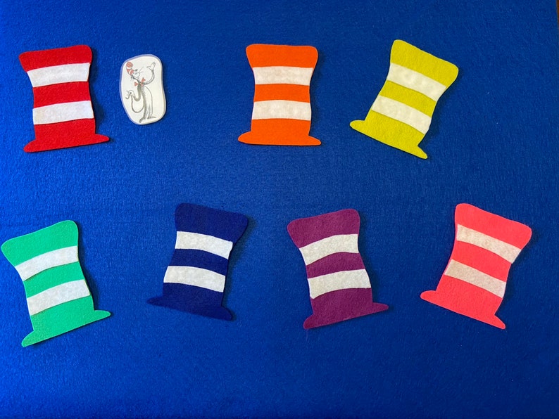 Cat in the Hat- Coloured Hat Game //felt Board Story //felt Set ...