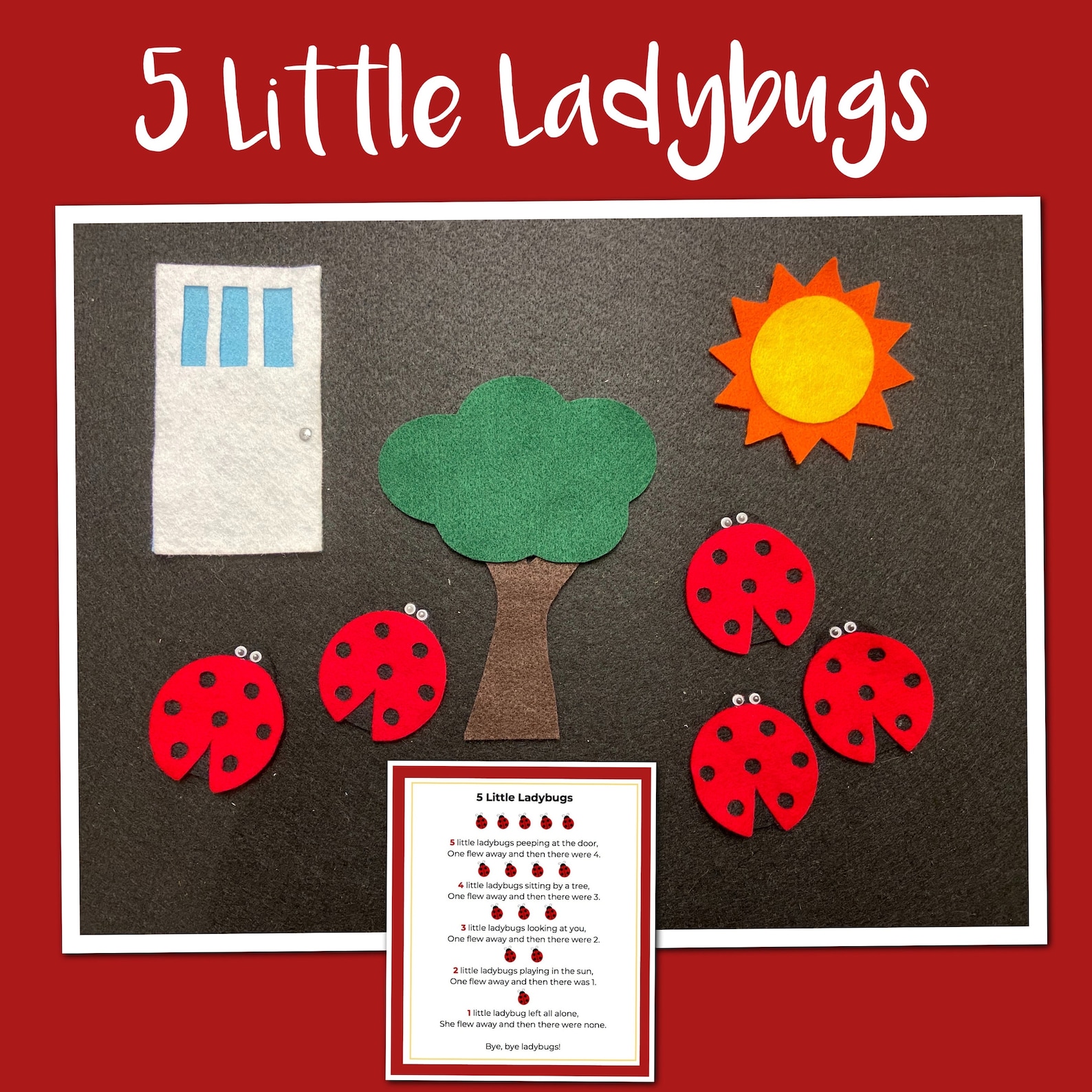 5 Little Ladybugs Felt Set //felt Board Story //felt Set // Circle Time ...