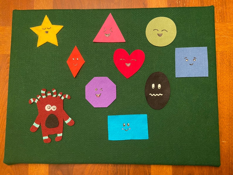 Shape Monster Felt Set, Felt Story, Flannel Board Story, Teacher ...