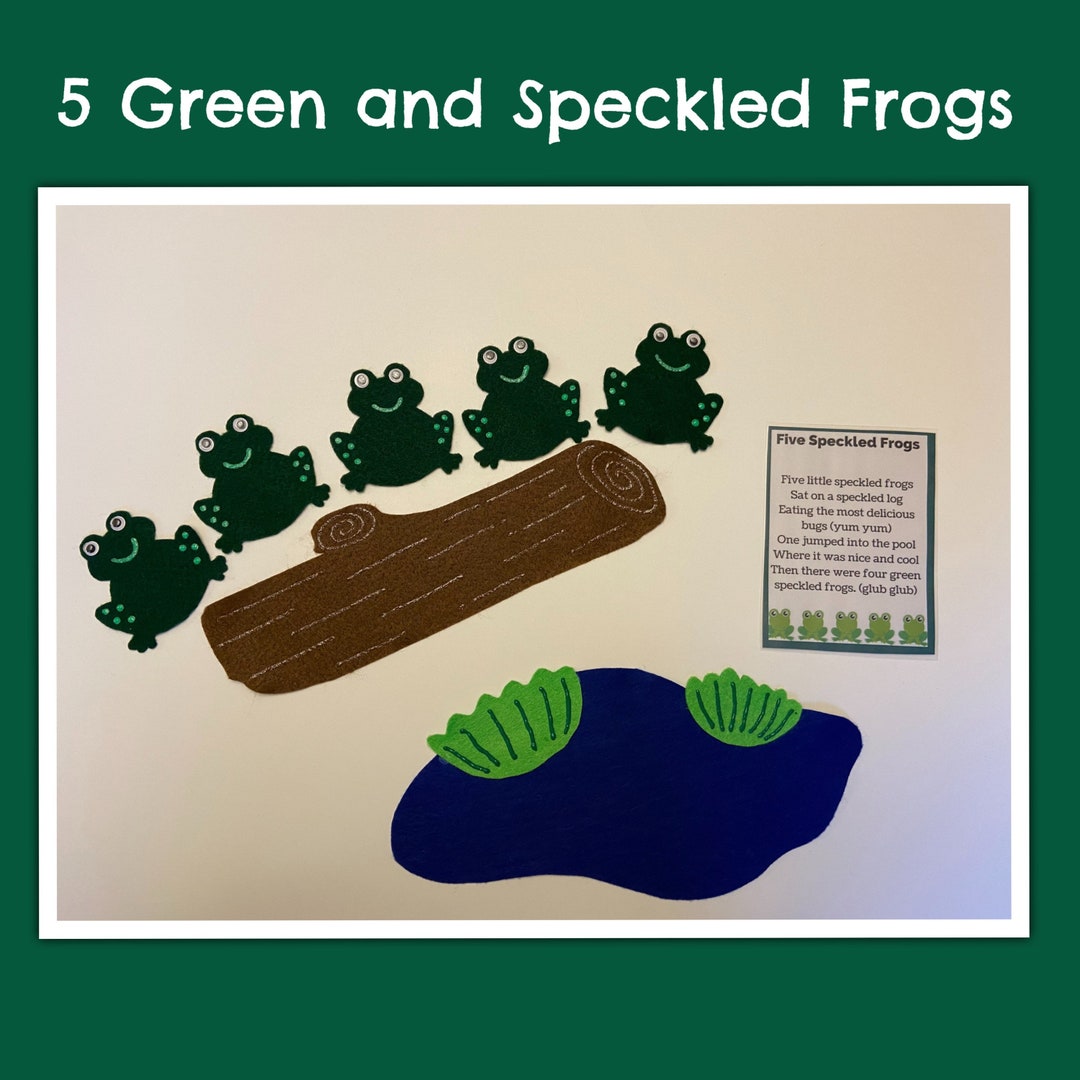 Felt Set 5 Green and Speckled Frogs/circle Time/storytime Activity ...
