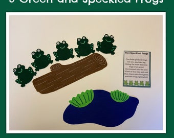 5 Green and Speckled Frogs Felt Story Set - Etsy