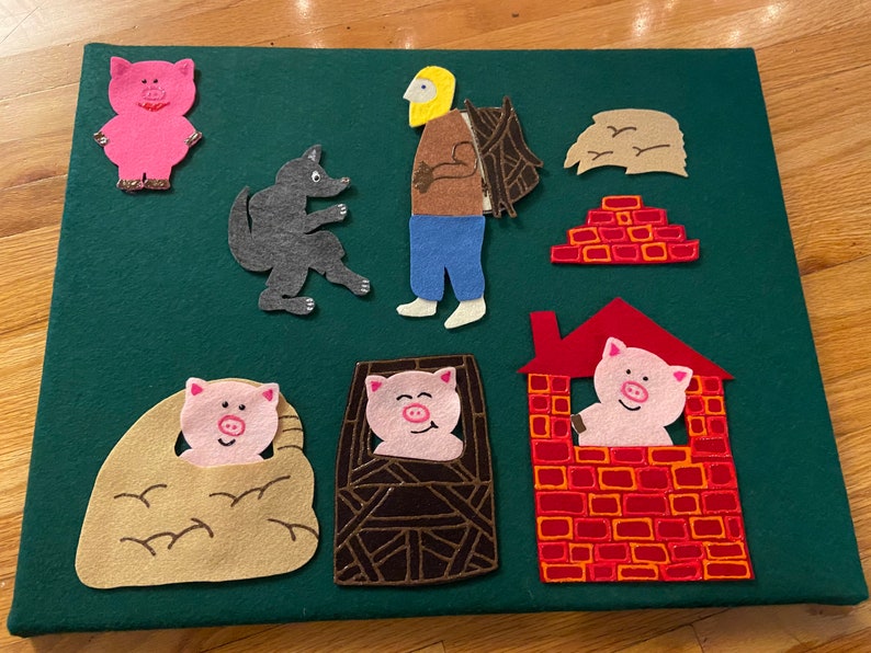 The 3 Little Pigs Felt Story //felt Board Story //felt Set // Circle ...