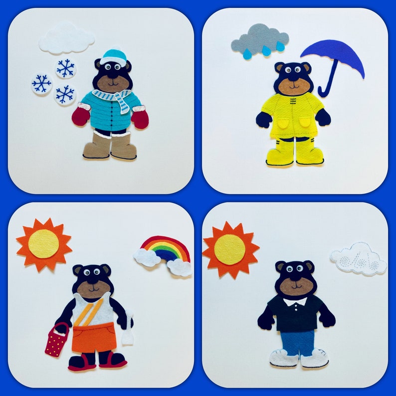 Weather Bear Felt Set// Teacher Resource// Felt Board Story //felt Set ...