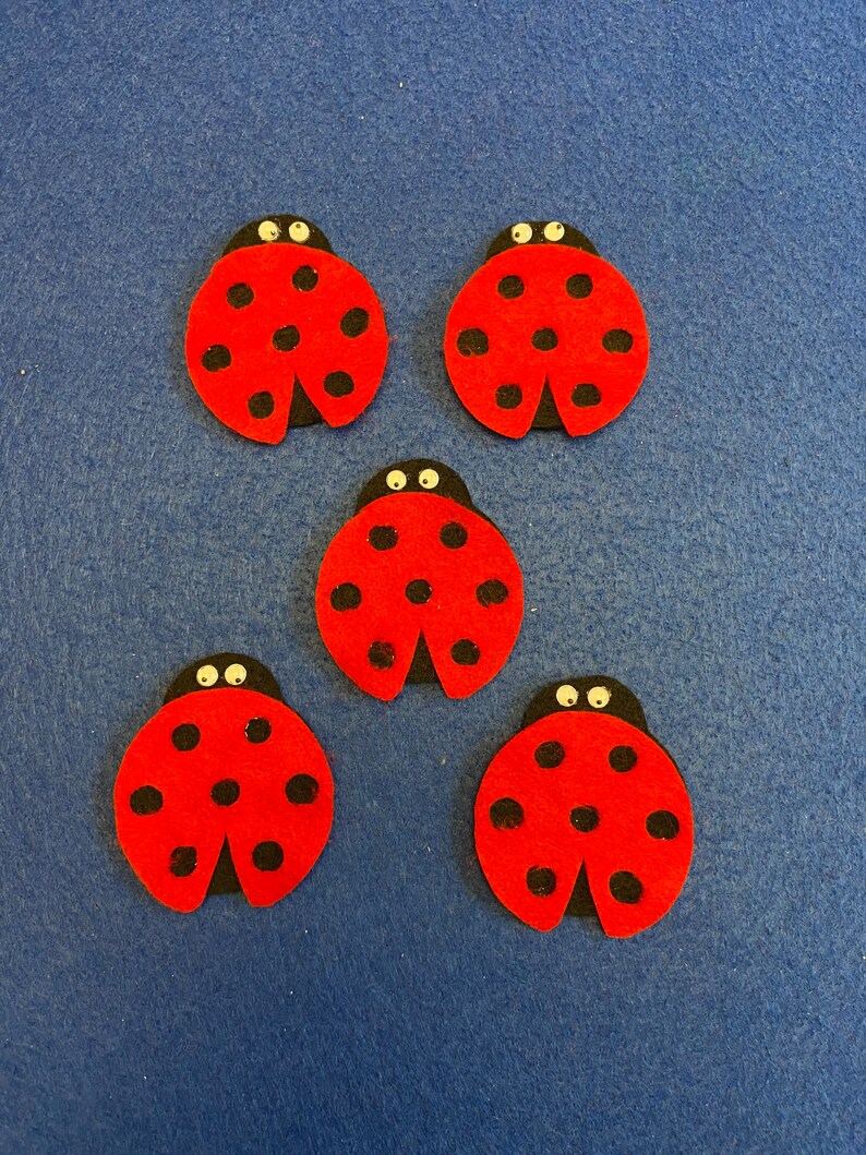 5 Little Ladybugs Sitting on a Leaf Felt Rhyme //felt Board Story ...