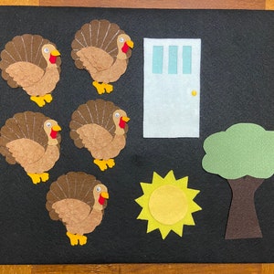 5 Little Turkeys Felt Set, Education Felt, Felt Story, Flannel Board ...