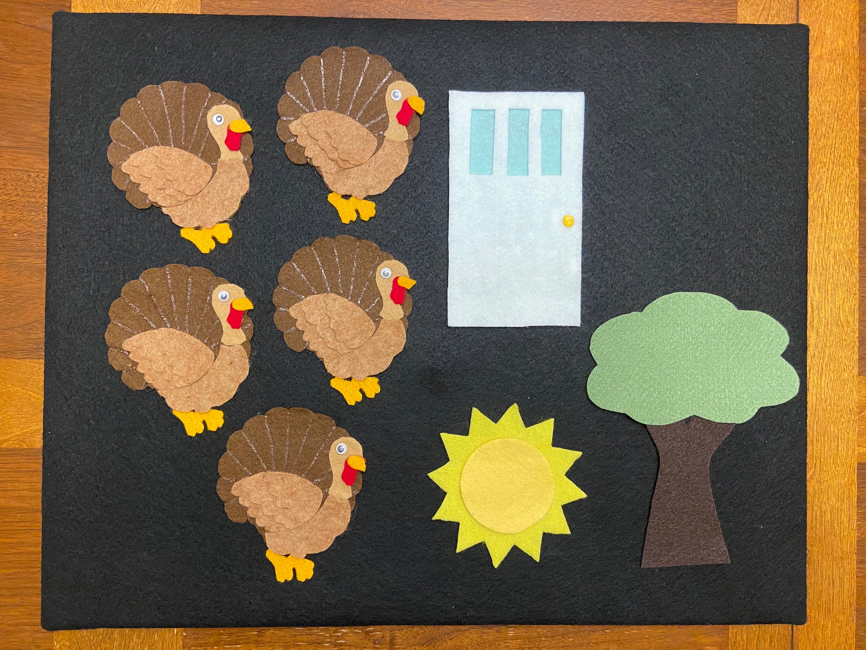 5 Little Turkeys Felt Set, Education Felt, Felt Story, Flannel Board ...