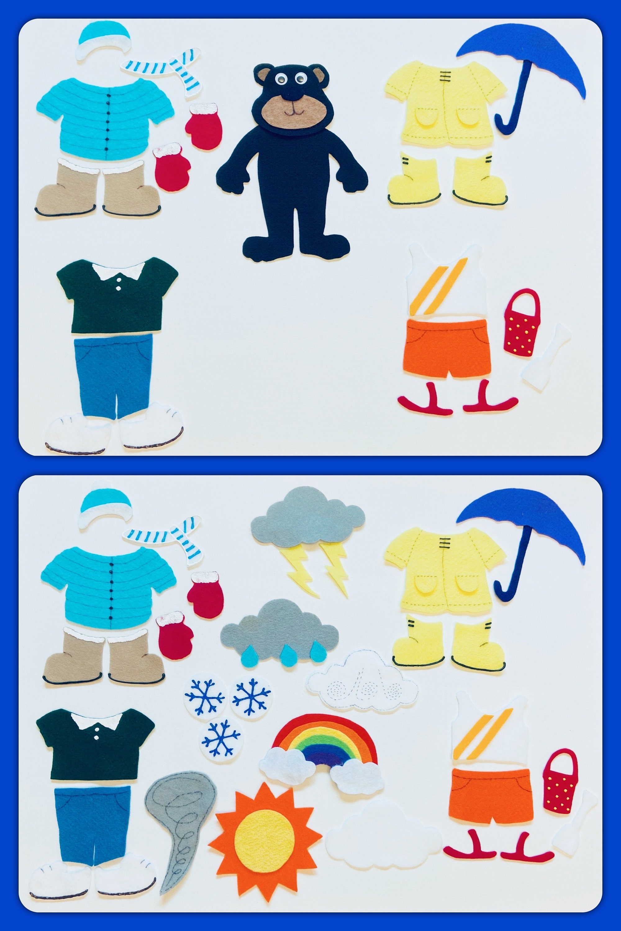 Weather Bear Felt Set// Teacher Resource// Felt Board Story //felt Set ...