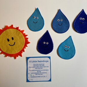 5 Little Raindrops Felt Rhyme /circle Time/storytime Activity/preschool ...