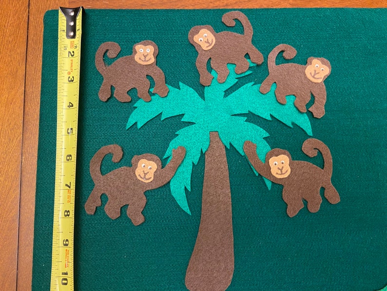 5 Little Monkeys Teasing Mr. Alligator Felt Set, Teacher Reaource, Felt ...