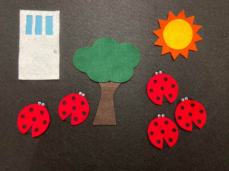 5 Little Ladybugs Felt Set //felt Board Story //felt Set // Circle Time ...