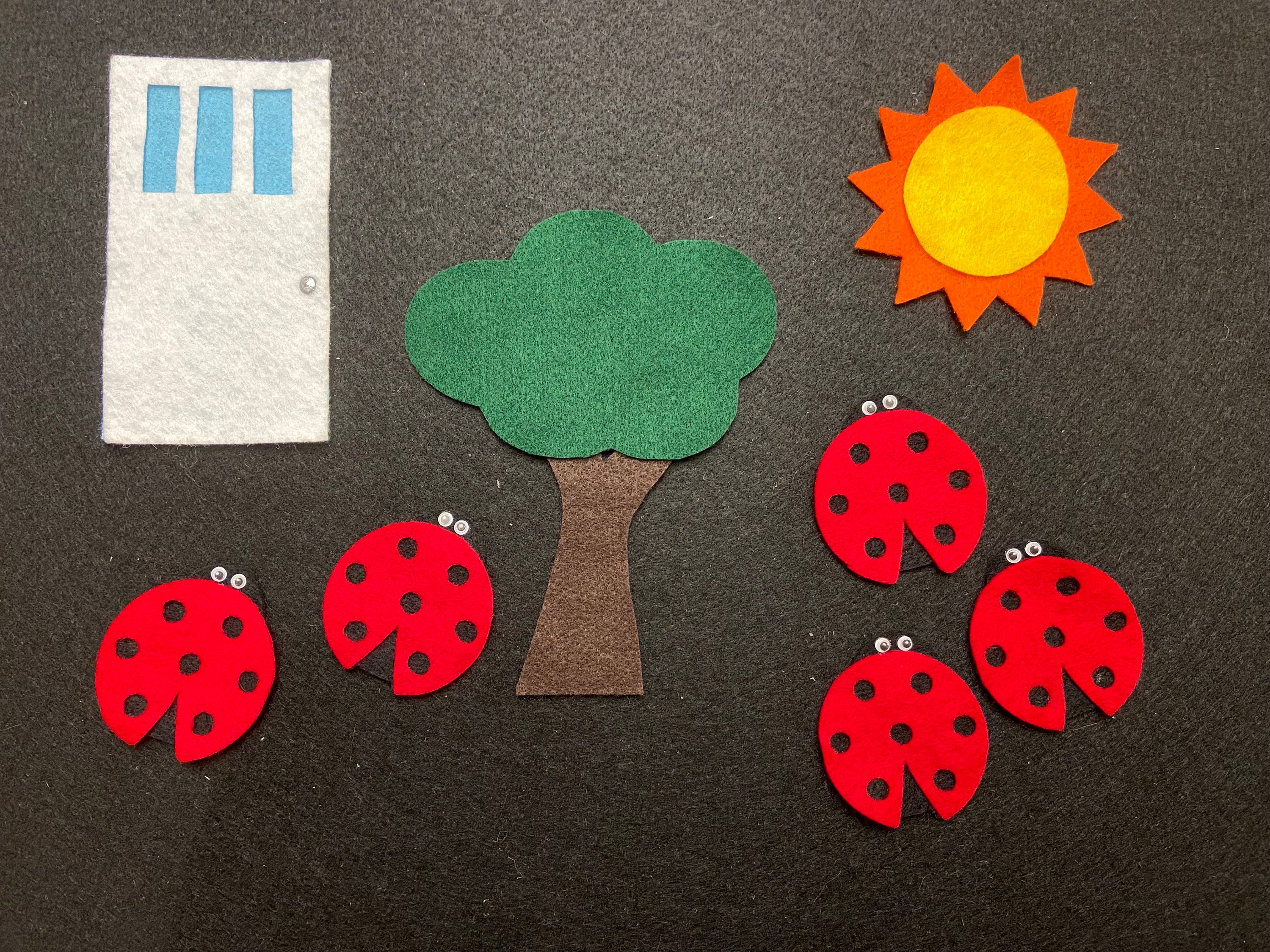 5 Little Ladybugs Felt Set //felt Board Story //felt Set // Circle Time ...