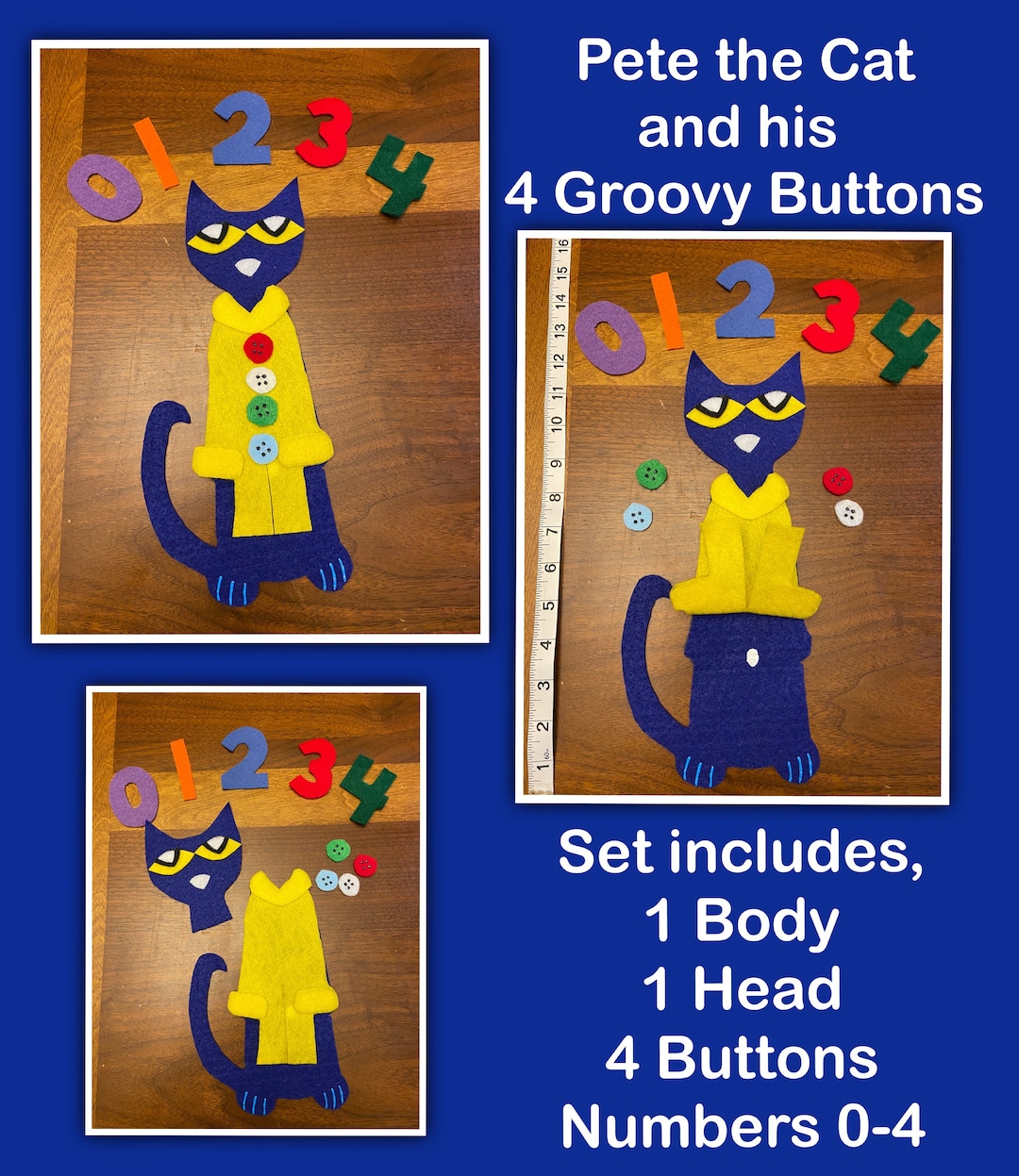 Pete the Cat and His 4 Groovy Buttons Felt Story //felt Board - Etsy Canada