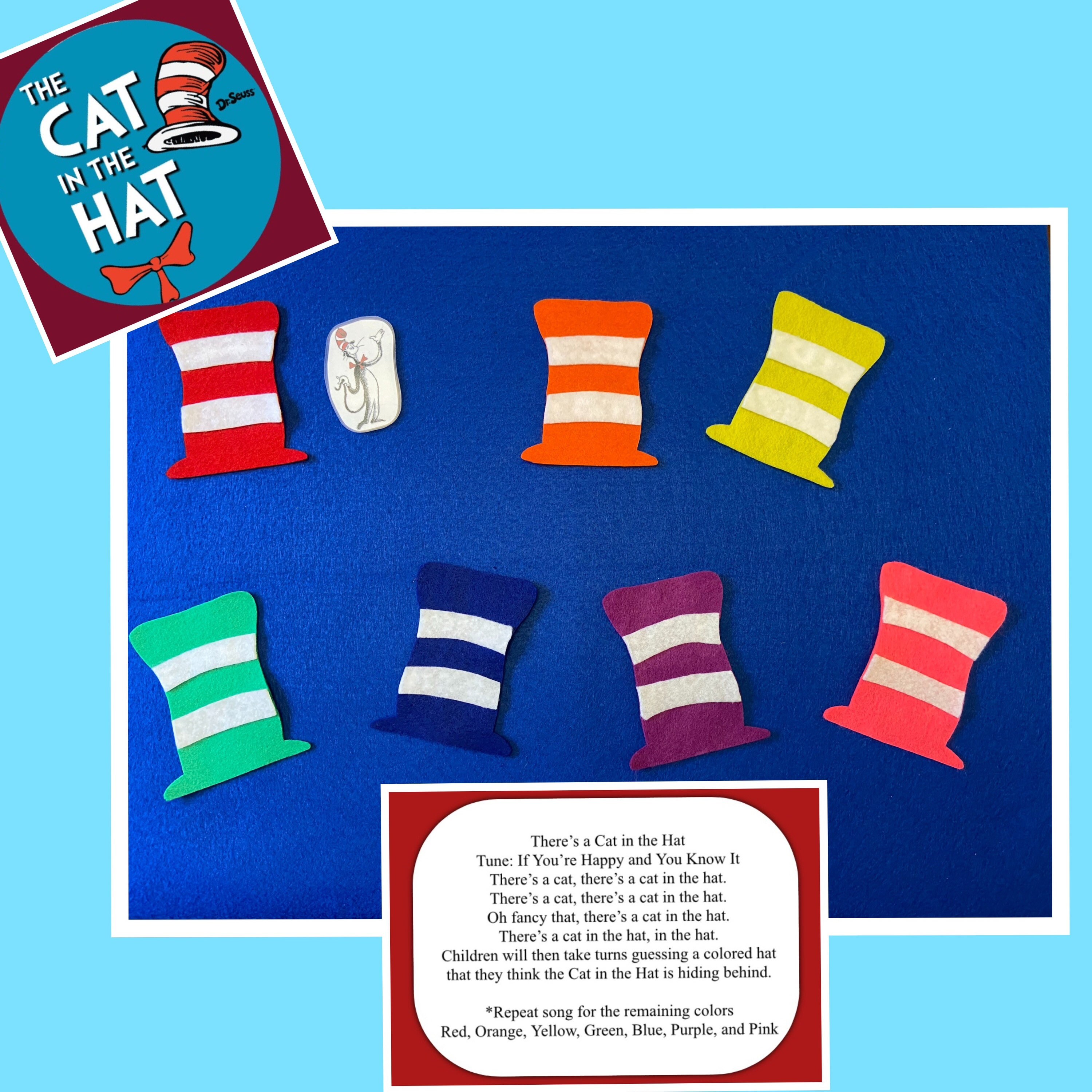 Cat in the Hat- Coloured Hat Game //felt Board Story //felt Set ...
