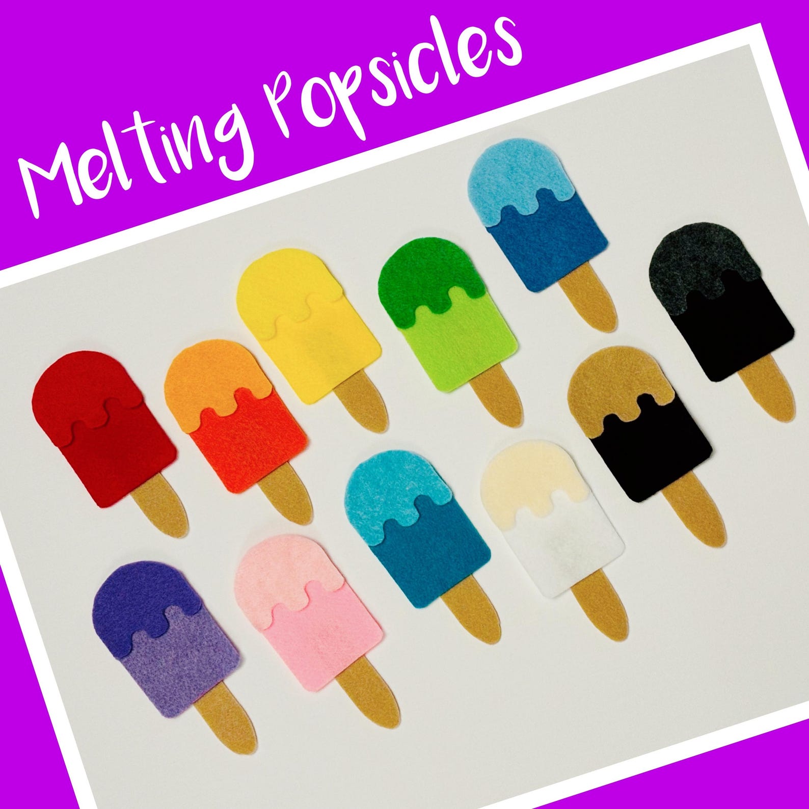 10 Melting Popsicles Felt, Felt Board Story, Felt Set, Circle Time ...