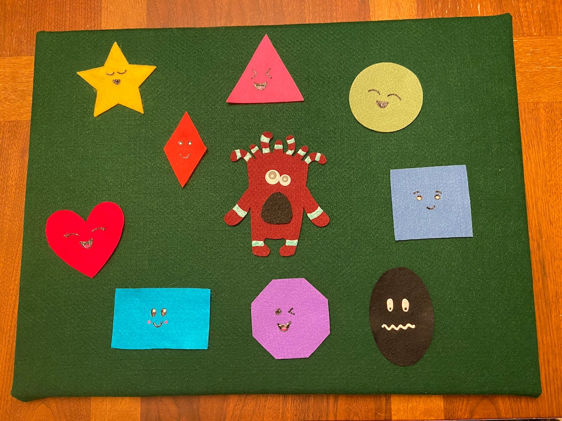 Shape Monster Felt Set, Preschool Learning Toy - Etsy