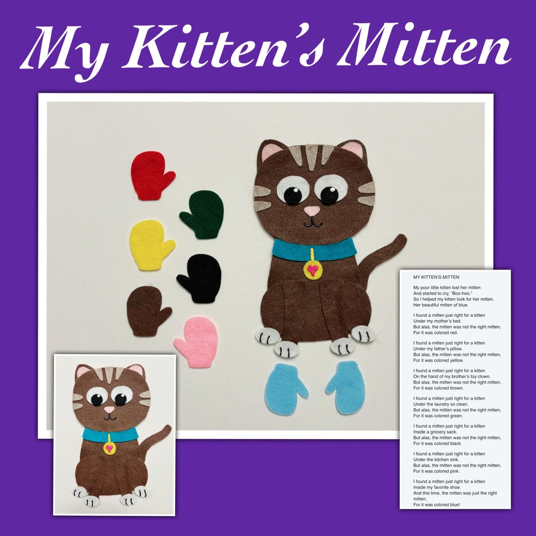 Kitten With Colored Mittens/circle Time/storytime Activity/preschool ...
