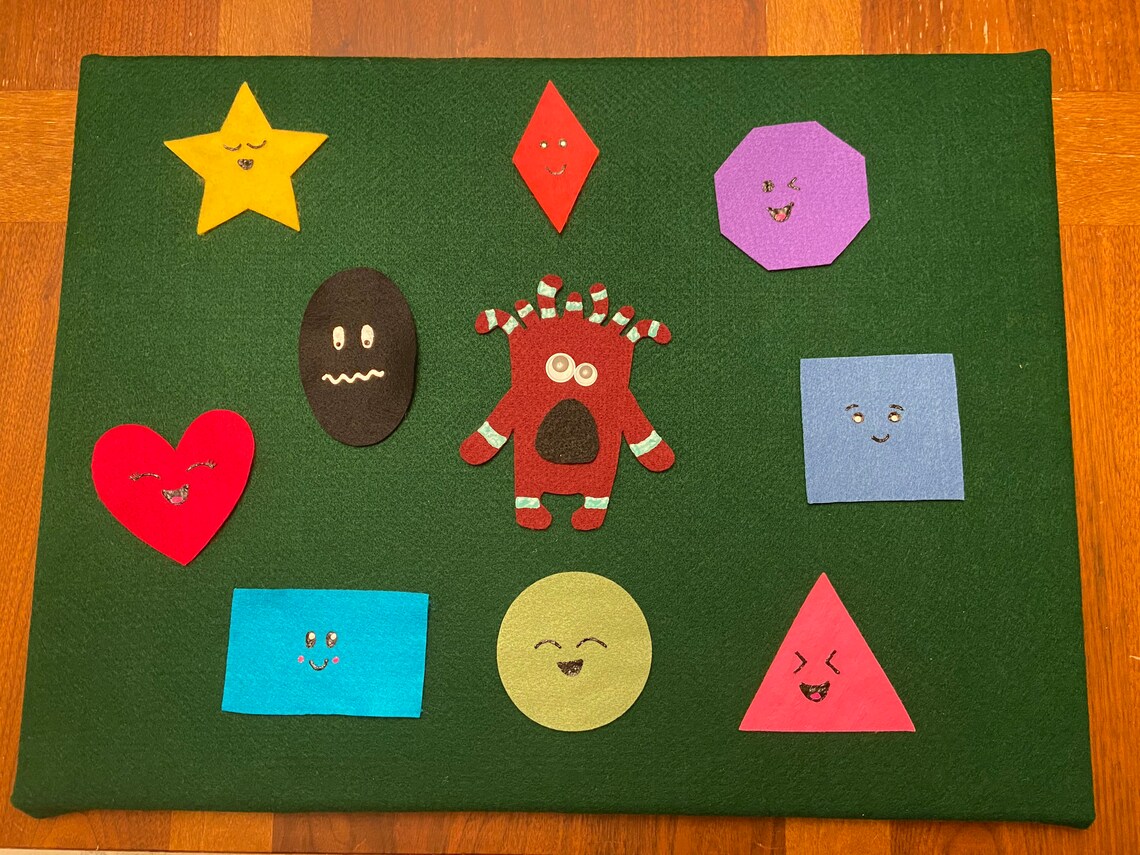 Shape Monster Felt Set, Felt Story, Flannel Board Story, Teacher ...