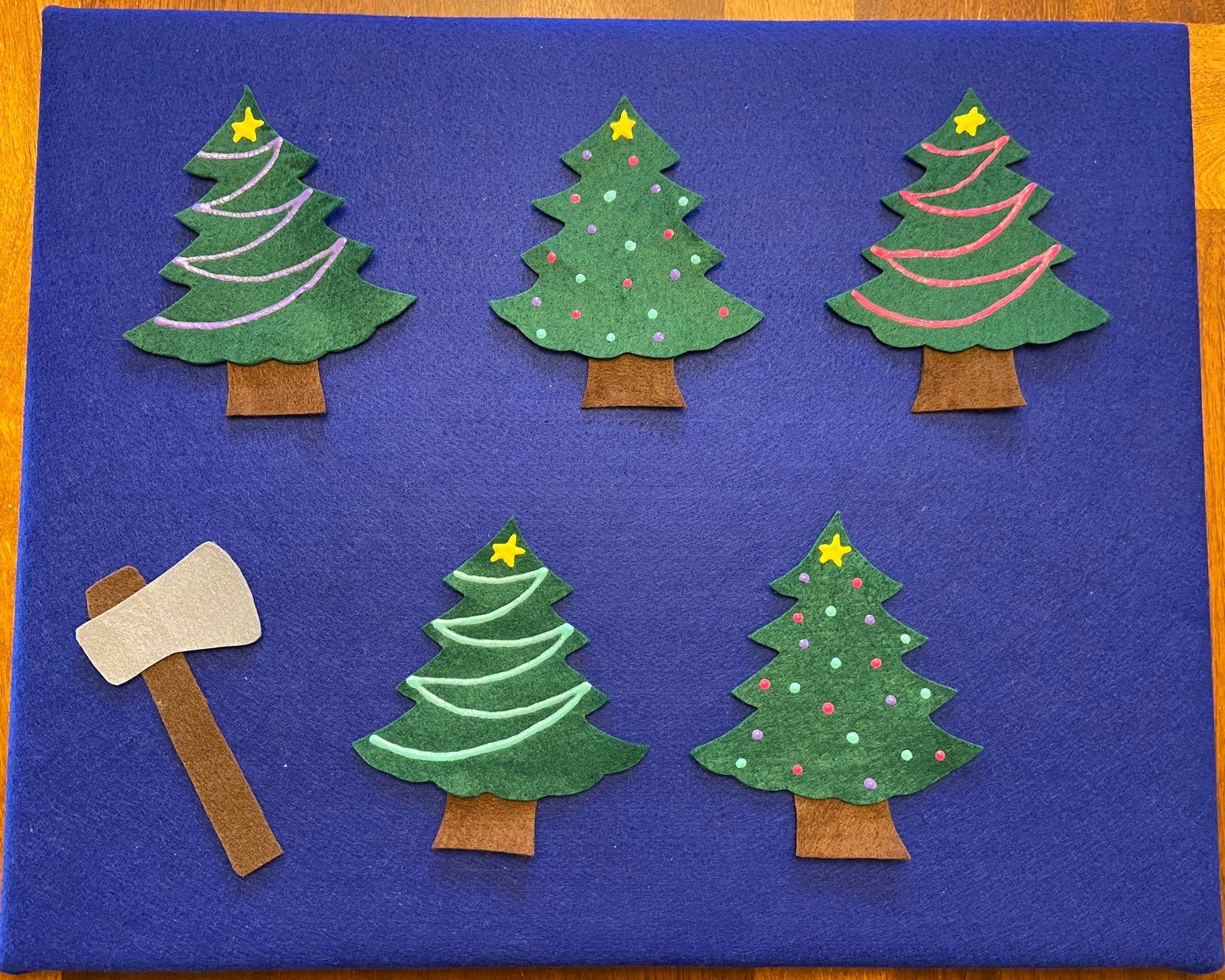 5 Little Christmas Trees Felt Set, Felt Story, Flannel Board Story ...