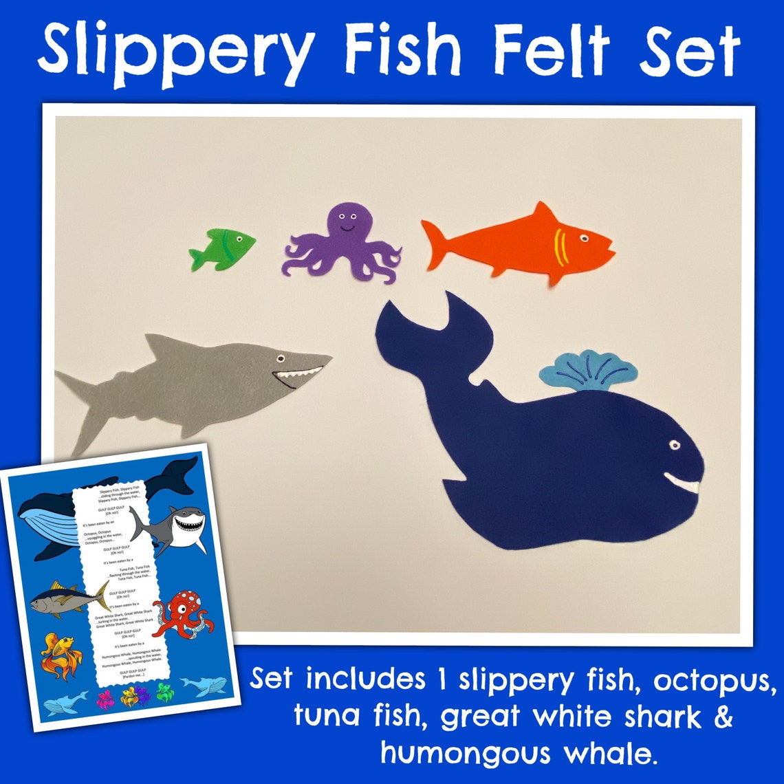 Slippery Fish Felt Set, Ocean Animals, Sea Creatures, Felt Story ...