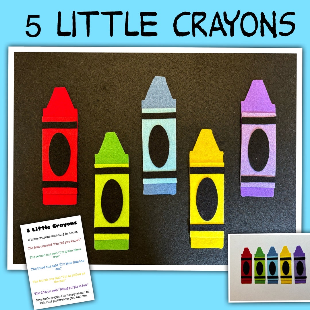 5 Little Crayons Felt Rhyme //felt Board Story //felt Set // Circle ...