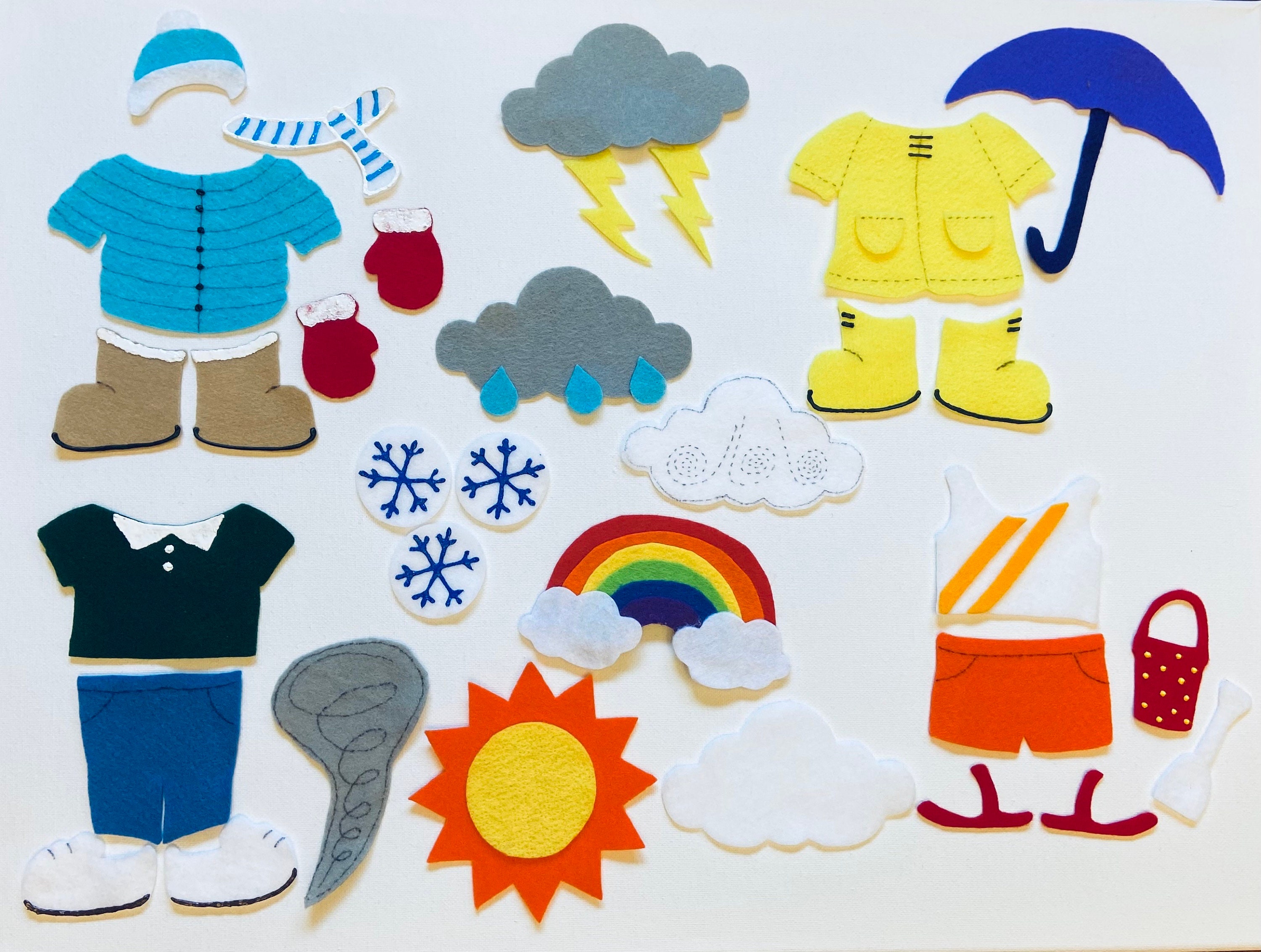 Weather Bear Felt Set// Teacher Resource// Felt Board Story //felt Set ...