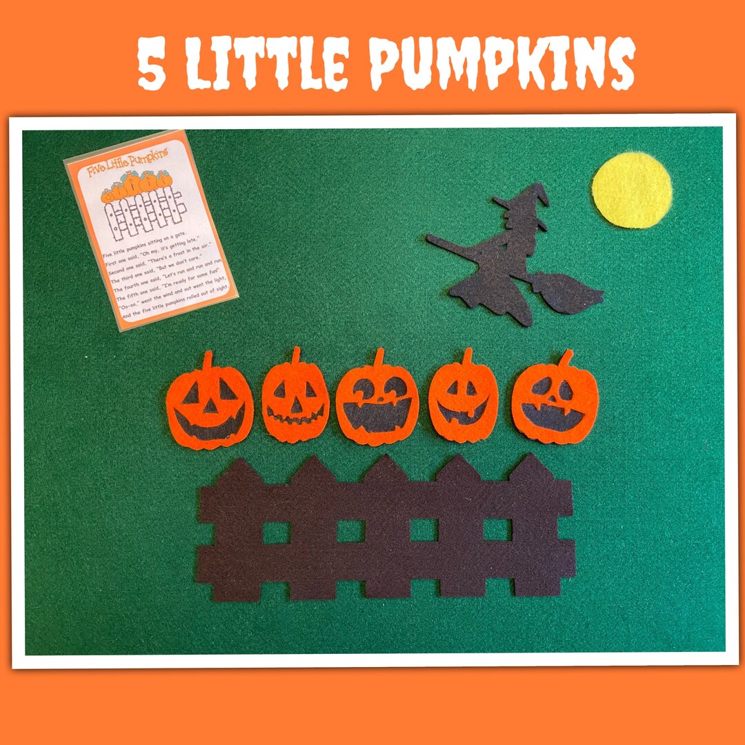 5 Little Pumpkins Sitting on a Gate Felt Rhyme //felt Board Story ...