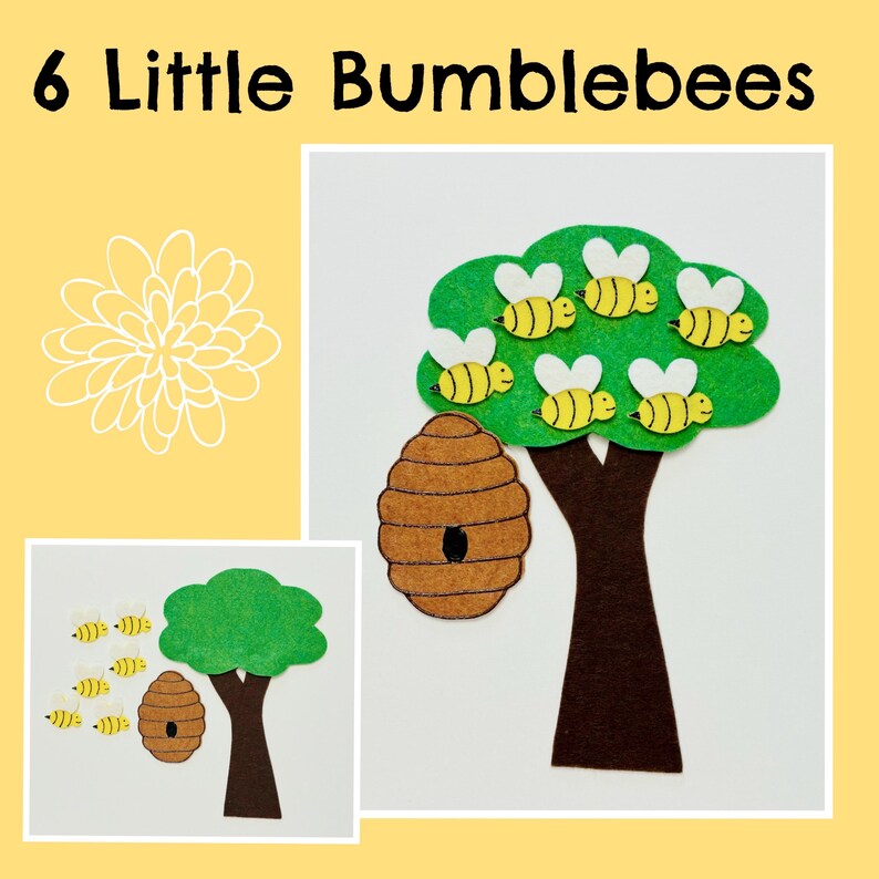 6 Little Bumblebees, Felt Board Story, Felt Set Circle Time, Teacher ...
