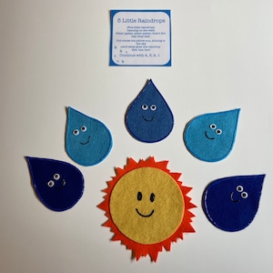 5 Little Raindrops Felt Rhyme /circle Time/storytime Activity/preschool ...