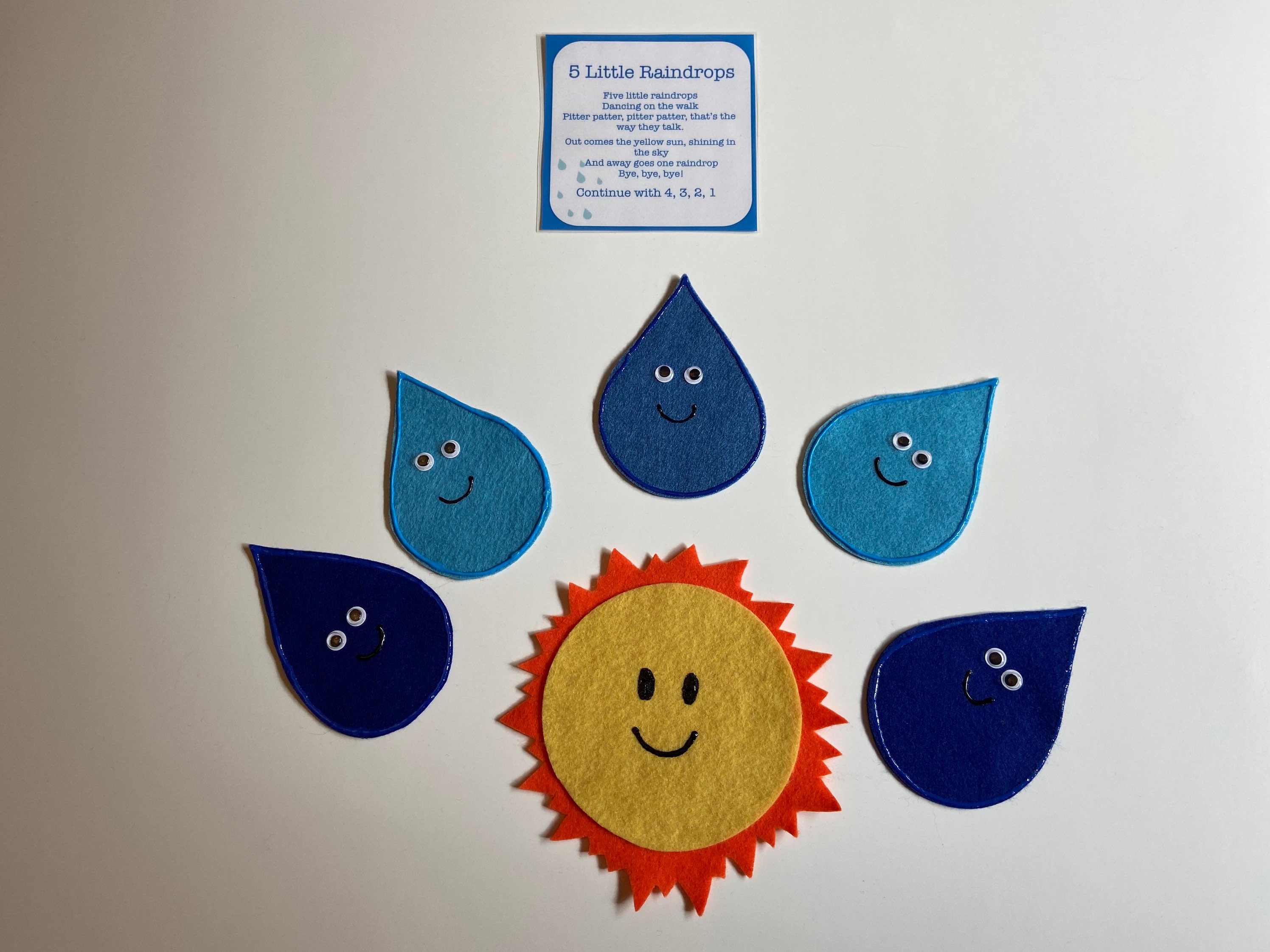 5 Little Raindrops Felt Rhyme /circle Time/storytime Activity/preschool ...