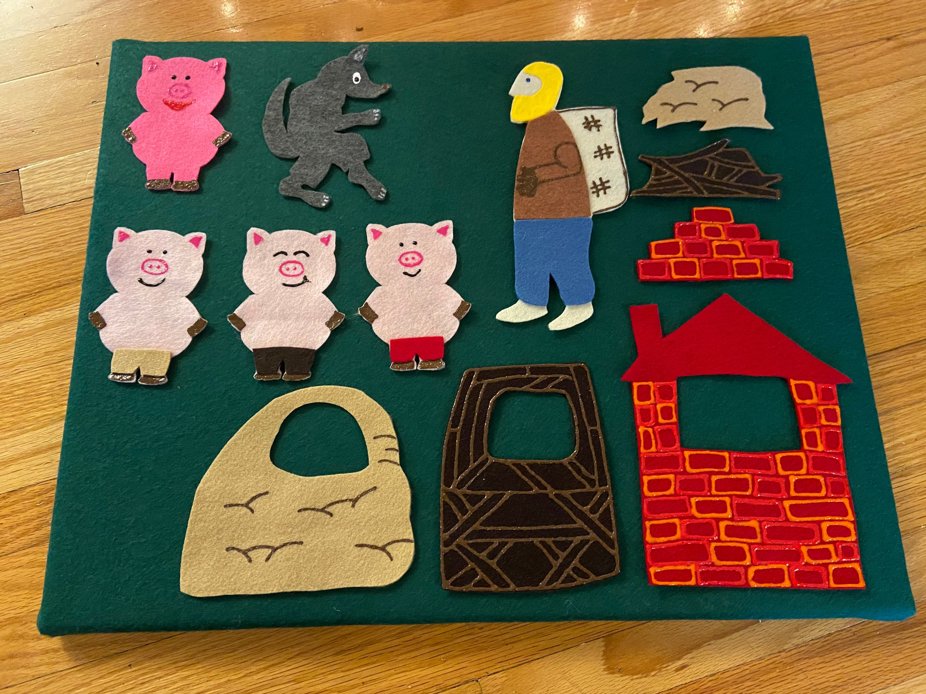 The 3 Little Pigs Felt Story //felt Board Story //felt Set // Circle ...