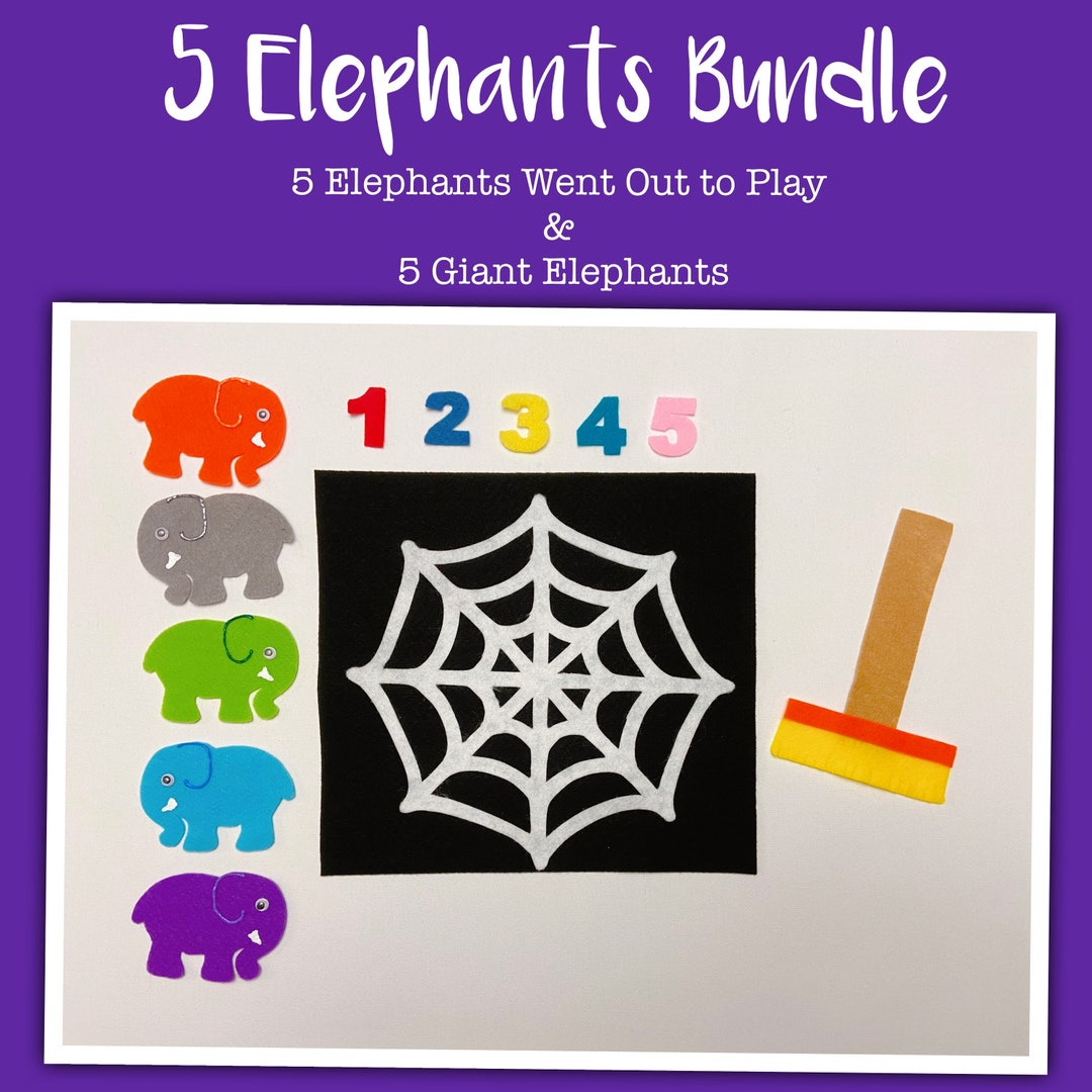 5 Elephants Bundle// 1 Elephants Went Out to Play//felt Board Story ...