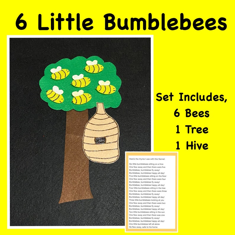 6 Little Bumblebees, Felt Board Story, Felt Set Circle Time, Teacher ...