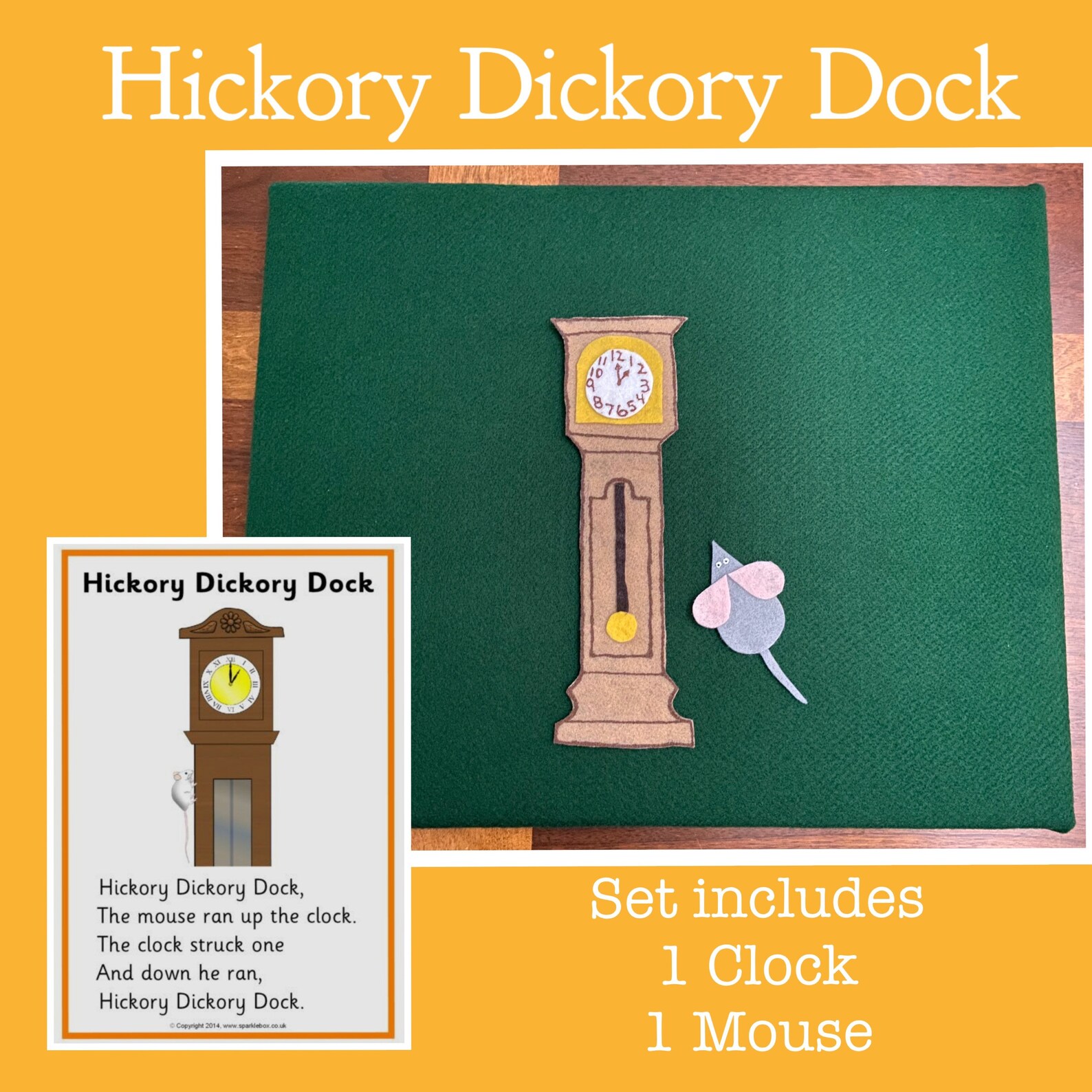Hickory Dickory Dock Felt Nursery Rhyme // Board Story //felt Set ...