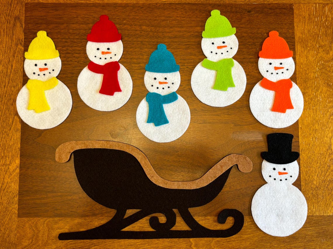 5 Little Snowmen, Christmas Storytime Felt, Felt Story, Flannel Board ...