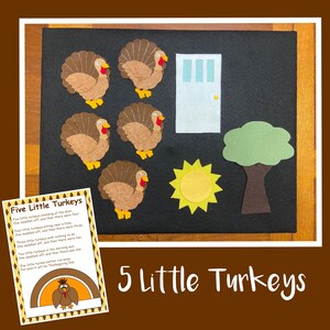 5 Little Turkeys Felt Set, Education Felt, Felt Story, Flannel Board ...