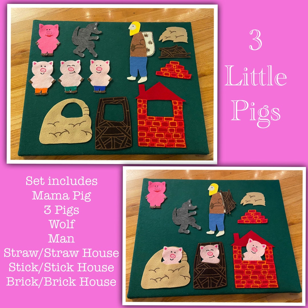 The 3 Little Pigs Felt Story //felt Board Story //felt Set // Circle ...