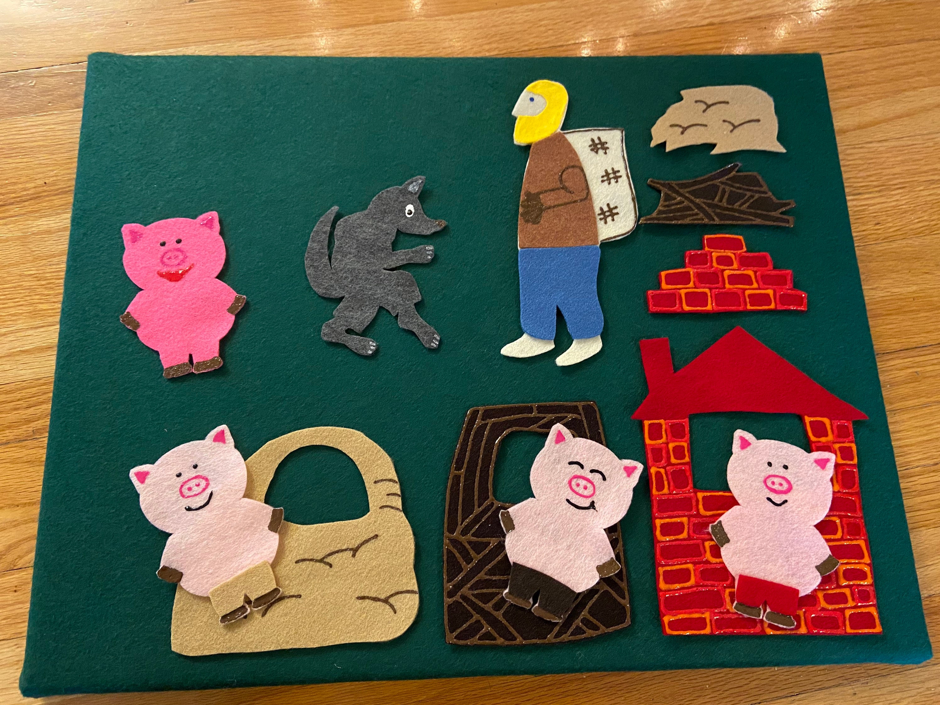 The 3 Little Pigs Felt Story //felt Board Story //felt Set // Circle ...