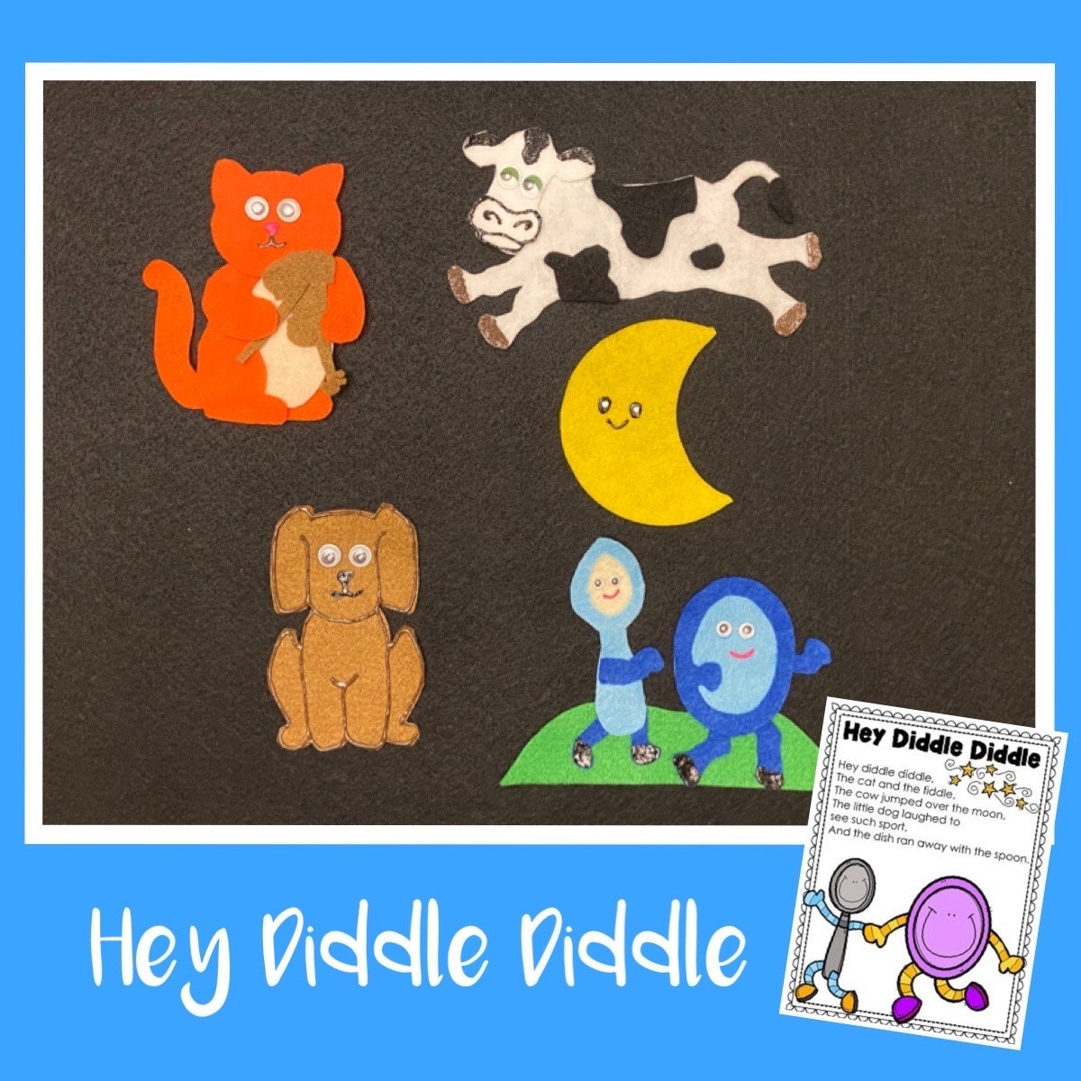 Hey Diddle Diddle Felt Set, Felt Board Story, Teacher Resource, Felt ...