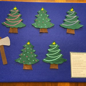 5 Little Christmas Trees Felt Set, Felt Story, Flannel Board Story ...