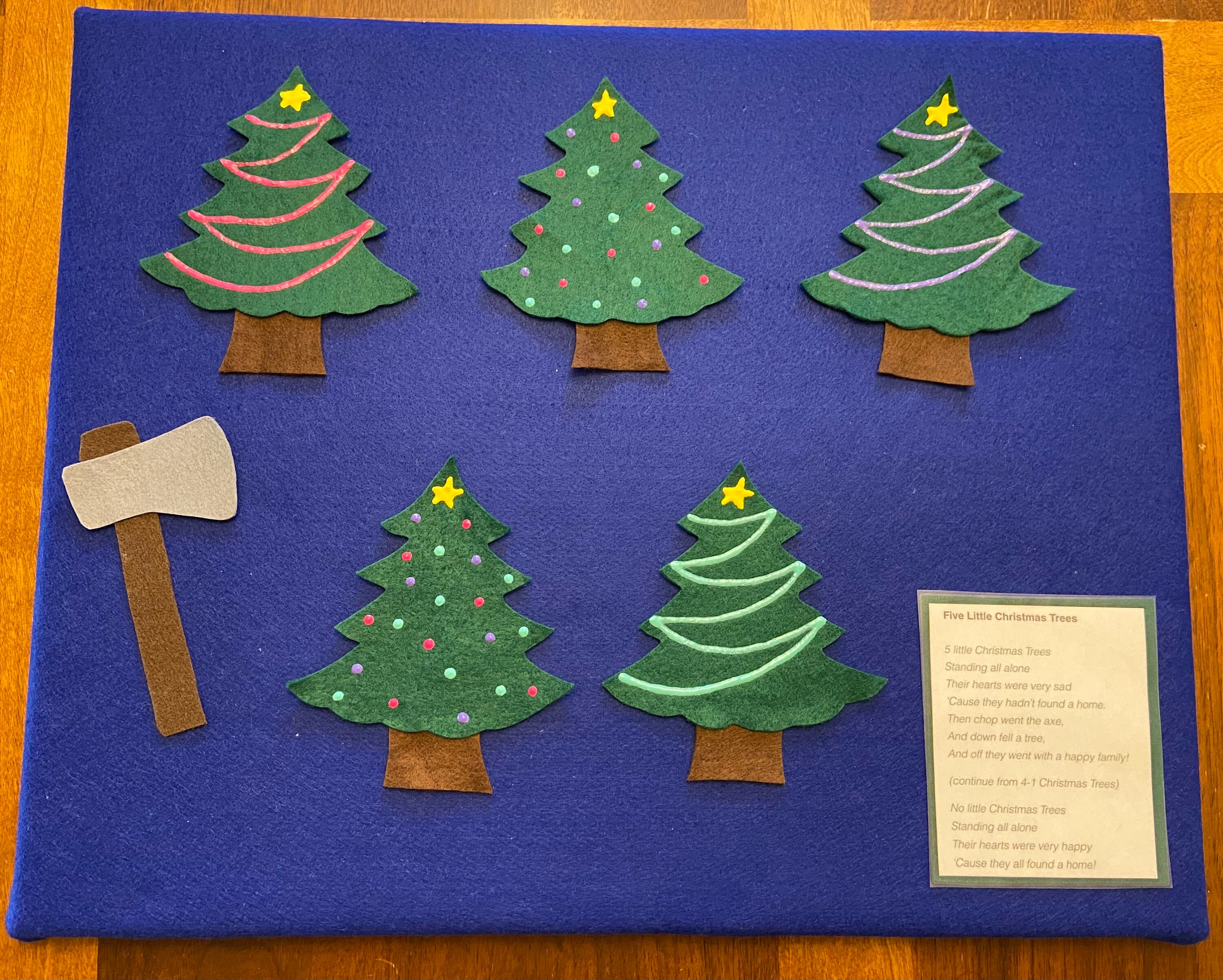 5 Little Christmas Trees Felt Set, Felt Story, Flannel Board Story ...