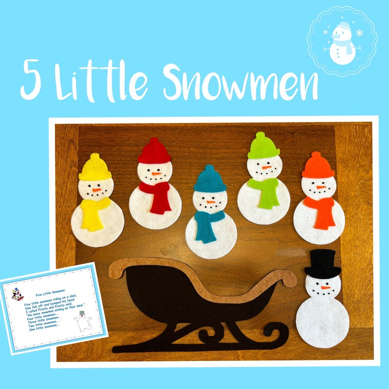 5 Little Snowmen, Christmas Storytime Felt, Felt Story, Flannel Board ...