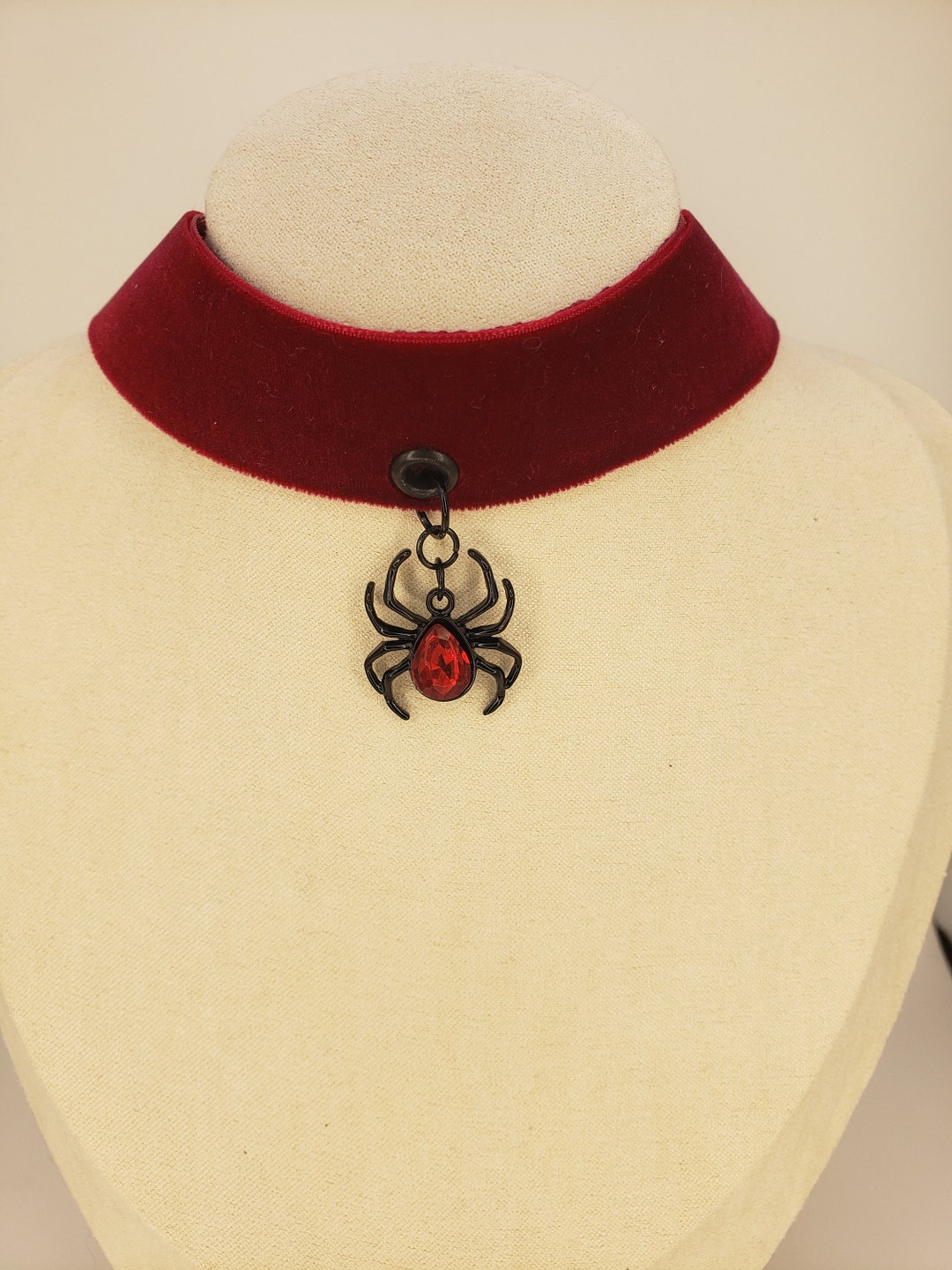 Gothic Velvet Ribbon Choker With Spider Charm - Etsy