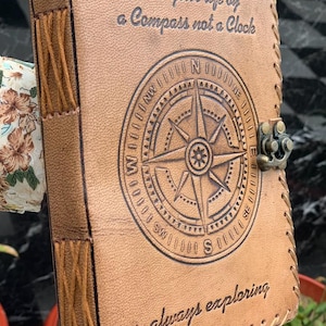 Compass Journal, Compass Emboss Leather Journal, Pages Handmade Paper ...