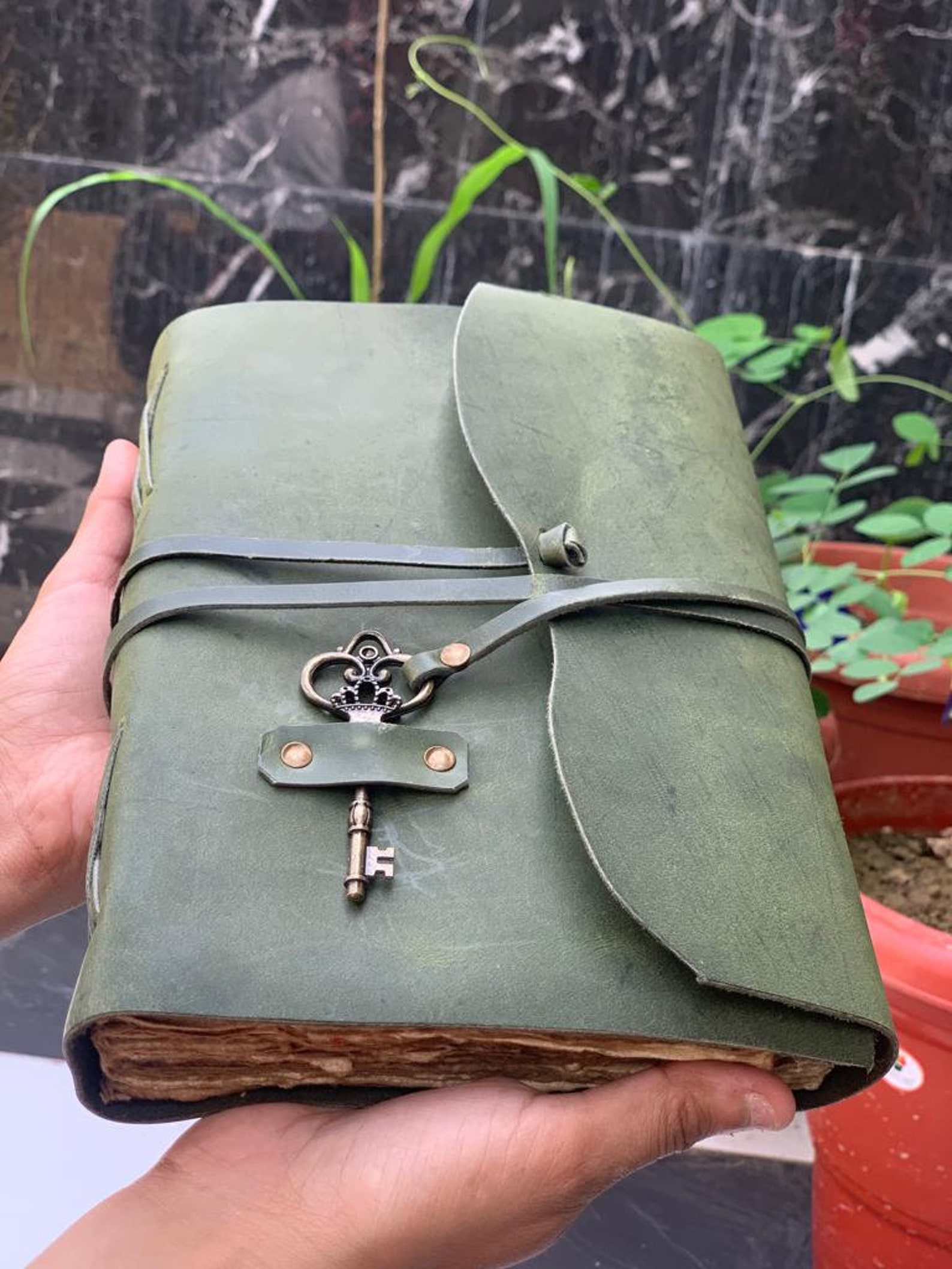 Vintage Leather Key Journal 200 Handmade Vintage Deckle Edge Paper ...