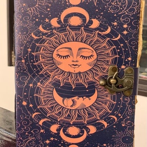 Sun & Moon Printed Journal, Handmade Deckle Edge Old Lined Journal,sun ...